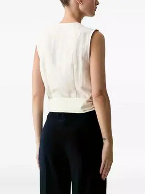 Sisley Wrap-design Sleeveless Top - Neutrals
