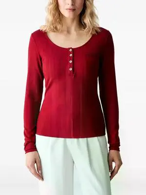 Guess Ribbed-knit Long-sleeve T-shirt - Red