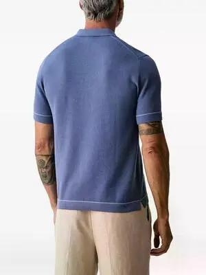 HACKETT LONDON Ribbed-knit Short-sleeve Polo Shirt