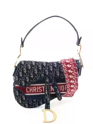 Dior 2010s Saddle Oblique Shoulder Bag - Blue