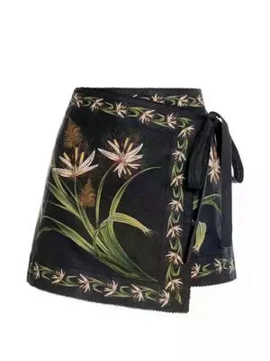 Agua Bendita Luna Azucar Floral-print Mini Skirt - Black