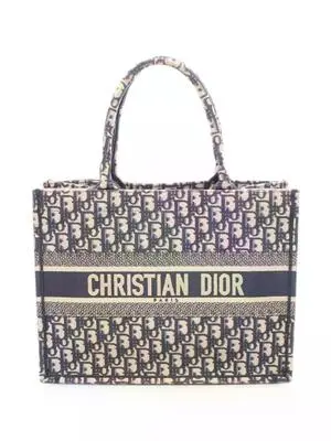 Dior 2000s Medium Book Tote Canvas Tote Bag - Blue