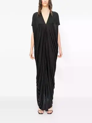 Rick Owens Draped V-neck Maxi Dress - Black
