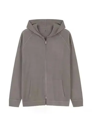 Boggi Milano Knitted Sweatshirt Full-zip Hoodie In Superfine Merino - Grey