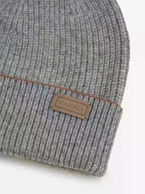Canali Ribbed-knit Logo-patch Beanie Hat