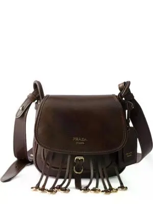 Prada Corsaire Aged Leather Mini Shoulder Bag - Brown