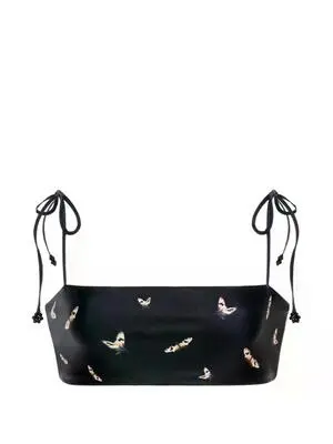 Agua Bendita Primavera Azucar Butterfly-print Bikini Top - Black