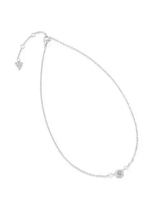 Guess Faux Pearl Logo Plaque Necklace