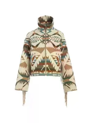 Lindsey Thornburg Archer Fringed Geometric-pattern Jacket - Neutrals