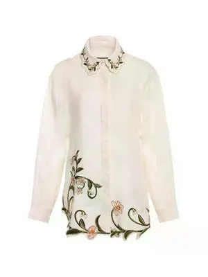 Agua Bendita Cecilia Valle Floral-embroidered Shirt