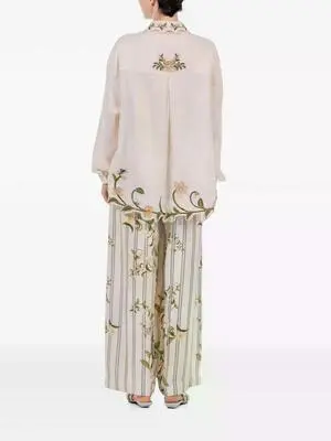 Agua Bendita Cecilia Valle Floral-embroidered Shirt