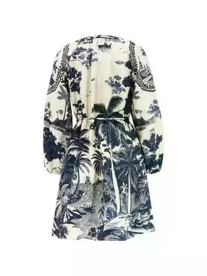 Hunter Bell Lisette Tropical-print Tie-waist Mini Dress