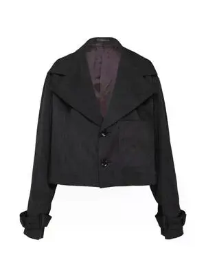 Y’s Wide-collar Belted-cuff Jacket - Grey