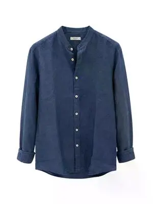 Seventy Band-collar Linen Shirt - Blue