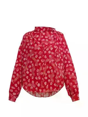 Isabel Marant Étoile Floral-print Tie-neck Top - Red
