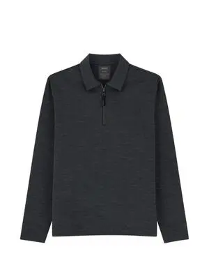 Boggi Milano Quarter-zip Sweatshirt In Wooltech Wool Blend Diagonal