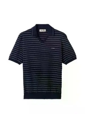 Miu Miu Striped V-neck T-shirt - Blue