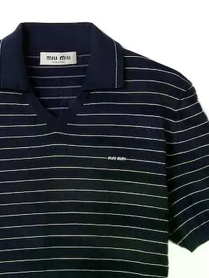 Miu Miu Striped V-neck T-shirt