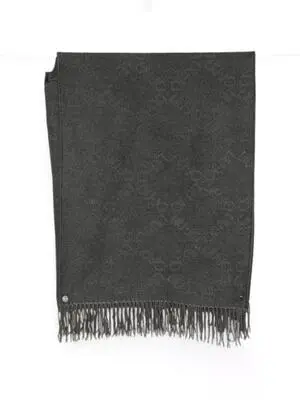 Liu Jo Logo-jacquard Fringed Scarf - Grey