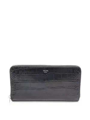 Celine 2010s Croc-embossed Long Wallet - Black