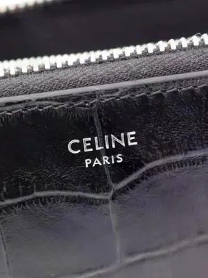 Celine 2010s Croc-embossed Long Wallet