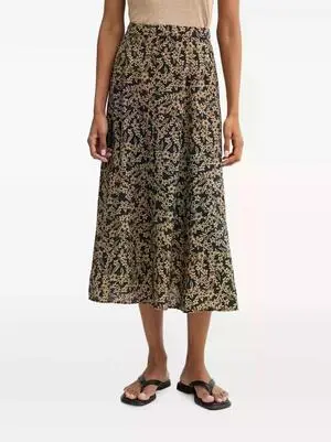 Marc O'polo Floral-print Flared Midi Skirt - Blue