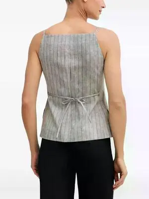 Sisley Pinstriped Button-front Sleeveless Top
