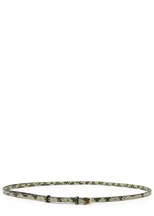 Dries Van Noten Snake-effect Leather Belt - Mint