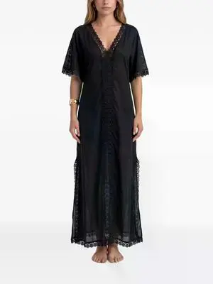 Charo Ruiz Ibiza Saena Lace-trim Maxi Tunic Dress - Black