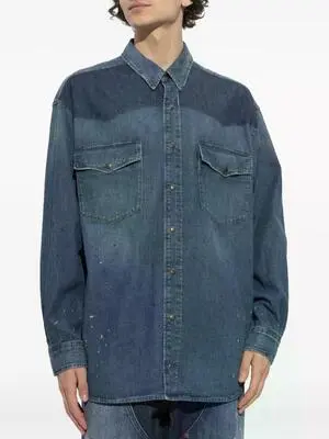 MAISON MARGIELA Paint-splatter Western-yoke Denim Shirt