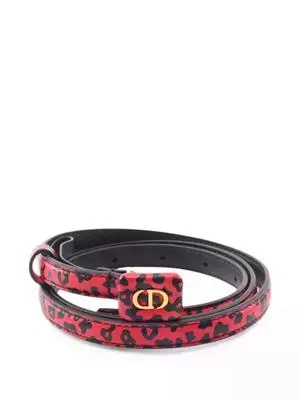 Dior 2010s Cd Logo Leopard-print Belt - Red