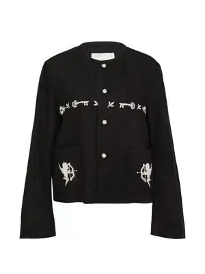 RENLI SU Embroidered Crew-neck Jacket