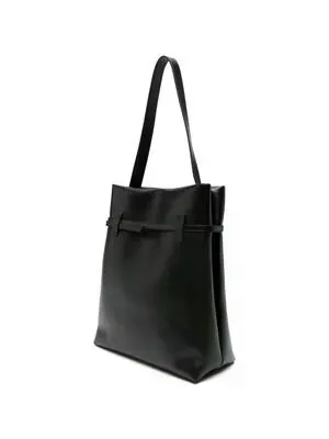 Manu Atelier Buckle Detail Leather Tote Bag - Black