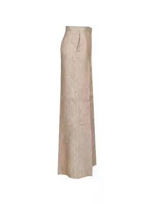 Max Mara Chevron-pattern Linen Trousers - Neutrals