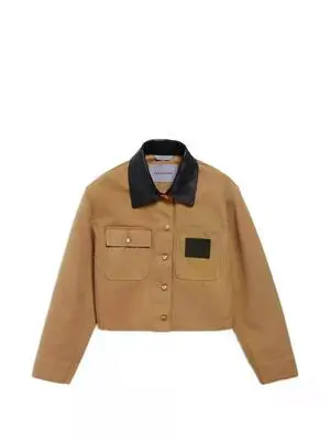 Balenciaga Beige Cropped Leather Collar Jacket - Neutrals