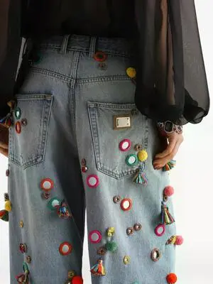 Dolce & Gabbana Denim Trousers With Applications