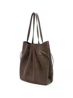 Yuzefi Scallop Drawstring Tote Bag - Brown