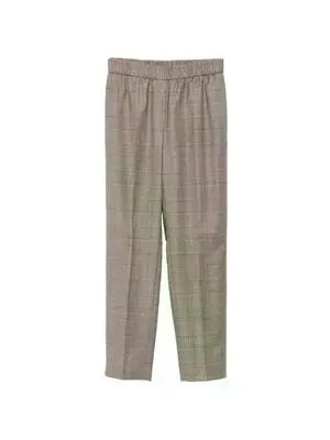 Peserico Check-pattern Elasticated-waistband Trousers - Brown