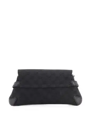 Gucci Horsebit Chain Gg Canvas Leather Medium Clutch Bag