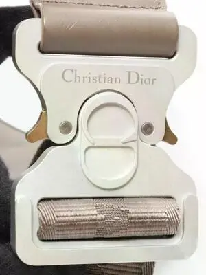 Dior Taupe Leather Perforated Oblique Belt Bag