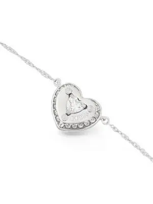 Guess Crystal-embellished Heart-pendant Necklace - Silver
