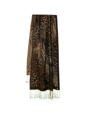 Joseph Ribkoff Animal-print Fringed Scarf - Brown
