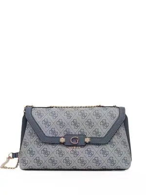 Guess Lindsey Monogram-print Chain-link Crossbody Bag - Blue