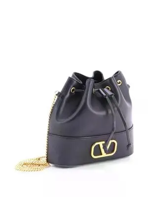 Valentino Garavani Vlogo Drawstring Pouch Leather Bucket Bag