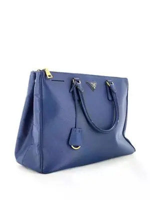 Prada Double Zip Lux Saffiano Leather Large Tote Bag - Blue