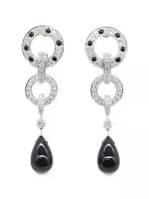 Cartier 2010s Panthère Diamond And Onyx Earrings - Silver