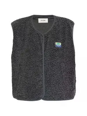 American Vintage Logo-patch Furry Gilet - Grey