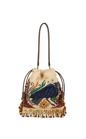 Etro Small Kalispera Raffia Bag - Ivory