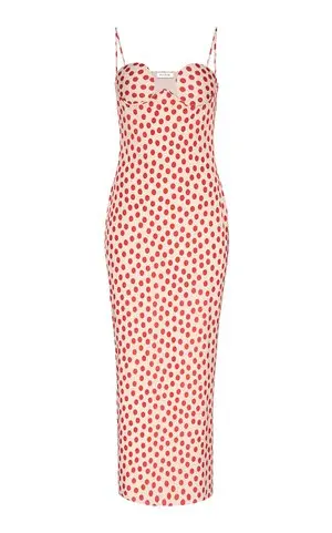 Alaïa Polka-dot Jersey Midi Dress - Red