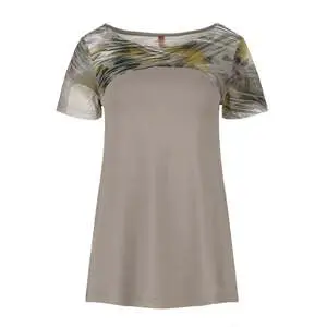 CONQUISTA Animal Print Detail Top - Grey